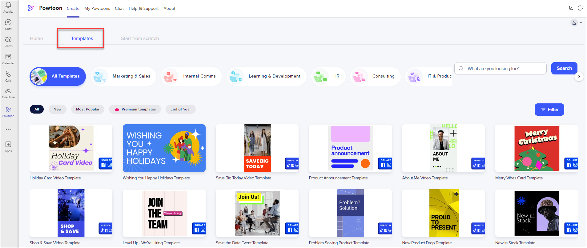 Creating a New Powtoon – MS Teams